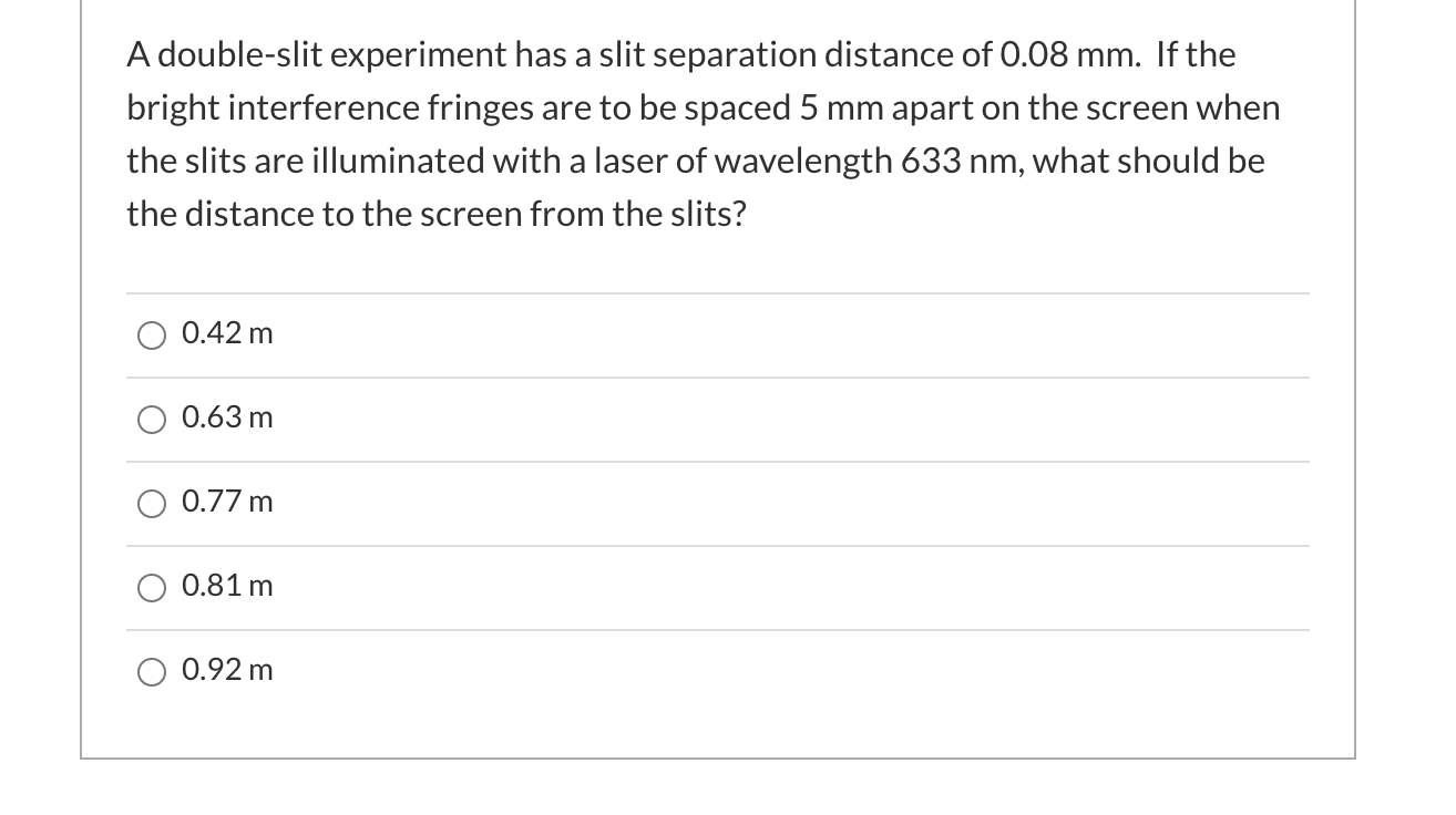 Solved A double-slit experiment has a slit separation | Chegg.com