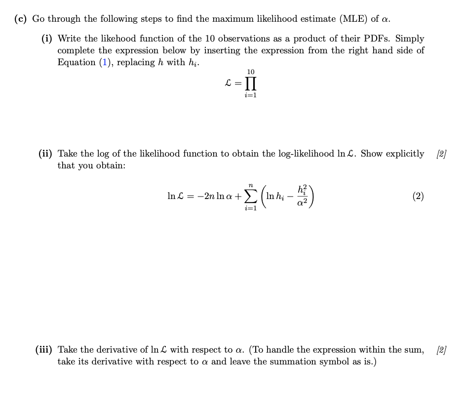 Solved (c) Go through the following steps to find the | Chegg.com