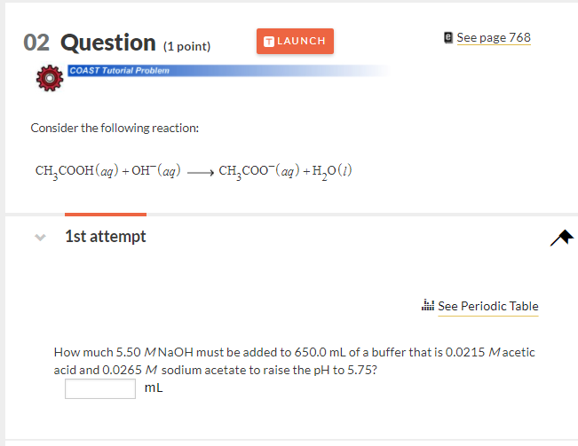 Solved LAUNCH @ See page 768 02 Question (1 point) COAST | Chegg.com