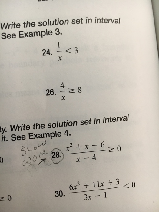 Solved Write the solution set in interval See Example 3. | Chegg.com