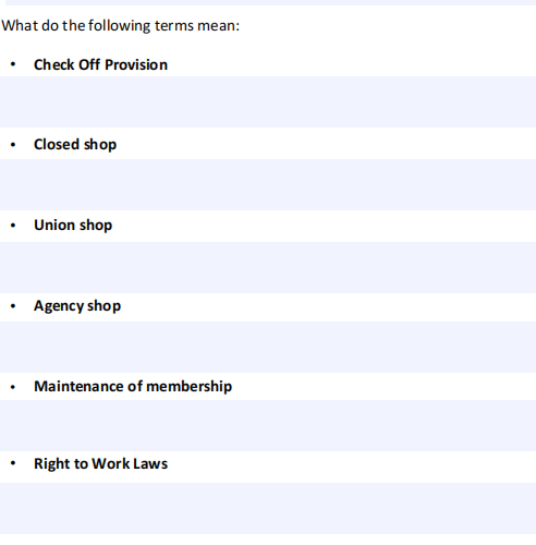 Solved What do the following terms mean: • Check Off | Chegg.com
