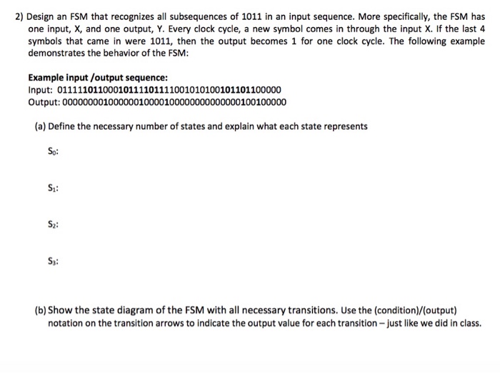 Solved 2) Design an FSM that recognizes all subsequences of | Chegg.com
