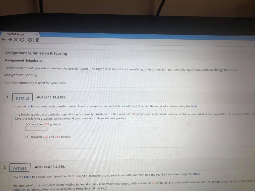 Solved WebAssign → XC Assignment Submission & Scoring | Chegg.com