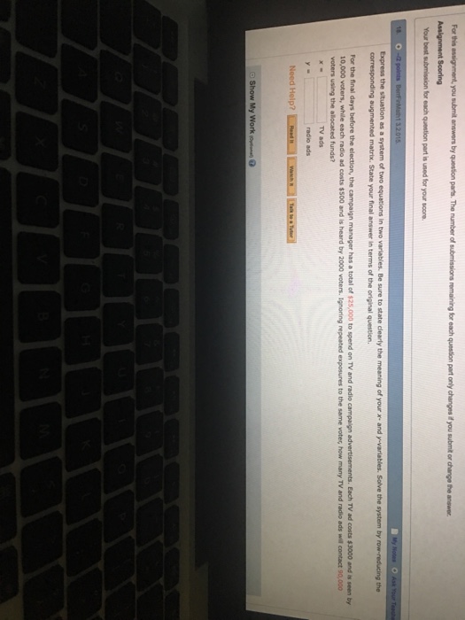 For this assignment, you submit answers by question | Chegg.com