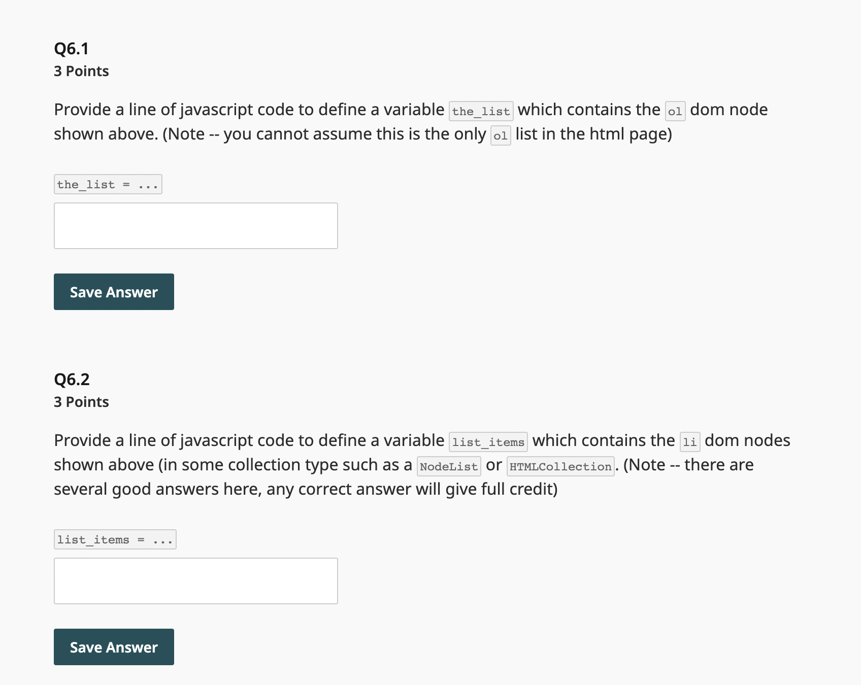 Solved The following two questions ask about the DOM tree | Chegg.com