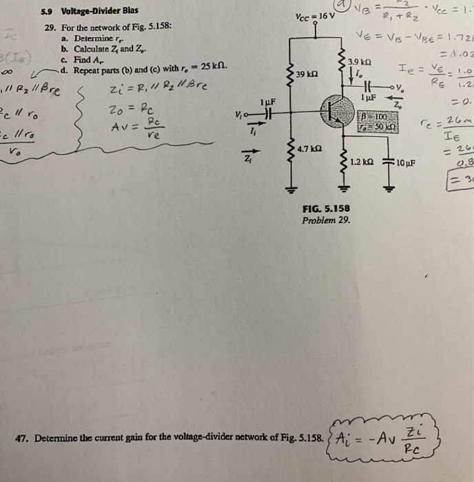 Solved 5.9 Voltage-Divider Blas 29. For the network of Fig. | Chegg.com