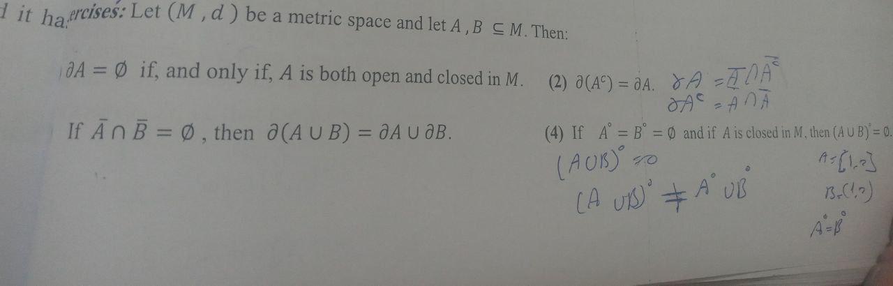 Solved 1 it haercises: Let (M , d) be a metric space and let | Chegg.com
