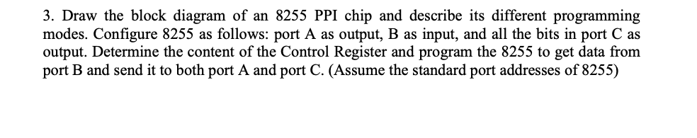 Solved 3. Draw the block diagram of an 8255 PPI chip and | Chegg.com