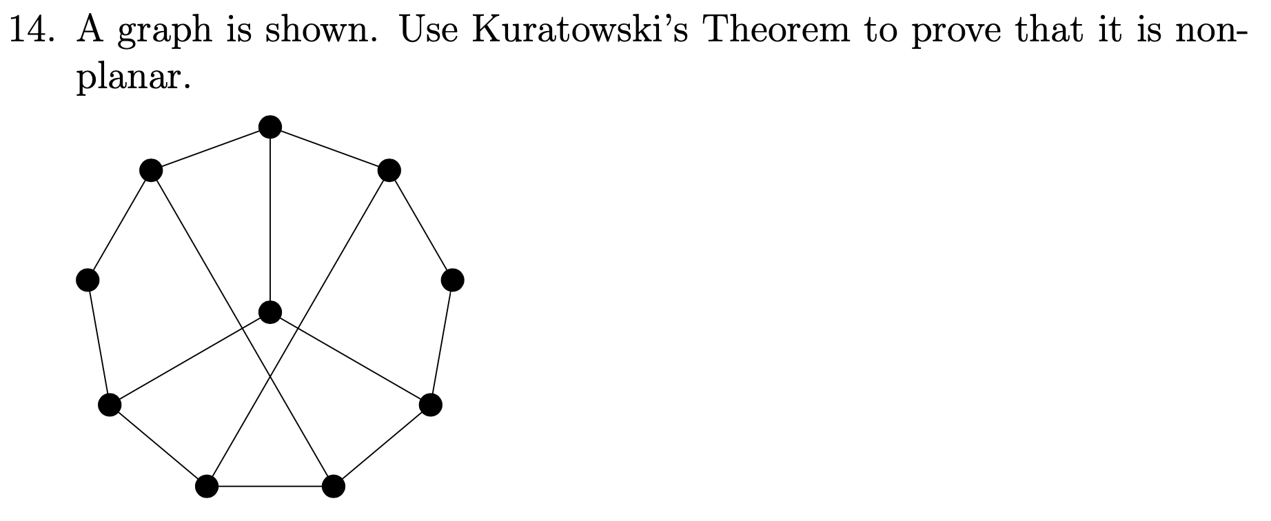 Solved 14. A graph is shown. Use Kuratowski's Theorem to | Chegg.com