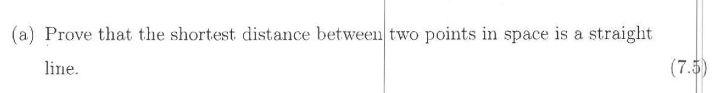 Solved (a) Prove that the shortest distance between two | Chegg.com