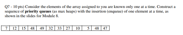 Solved Q7 - 10 pts) Consider the elements of the array | Chegg.com