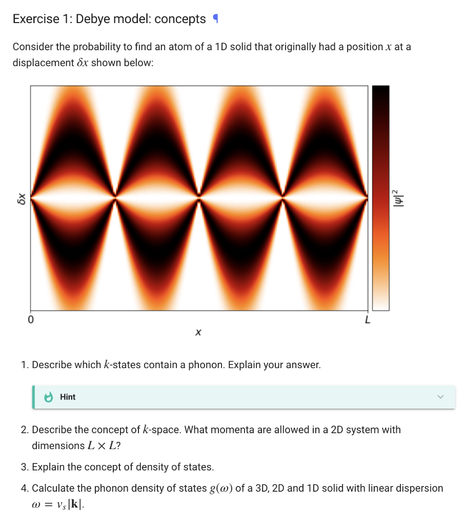 Solved Exercise 1: Debye model: concepts Consider the | Chegg.com