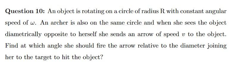 Solved Question 10: An object is rotating on a circle of | Chegg.com