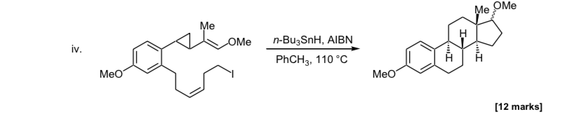 Solved Me OMe Me OMe iv. n-BuzSnH, AIBN PhCH3, 110 °C I" I | Chegg.com