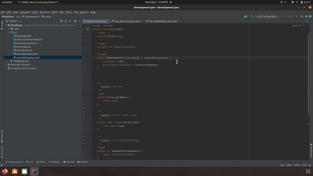 Solved 1) (20 points) Get the files Development.java, | Chegg.com