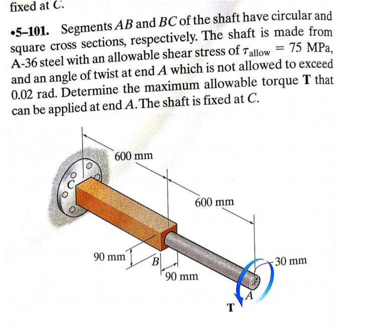 Solved fixed at C 5-101. Segments AB and BC of the shaft | Chegg.com