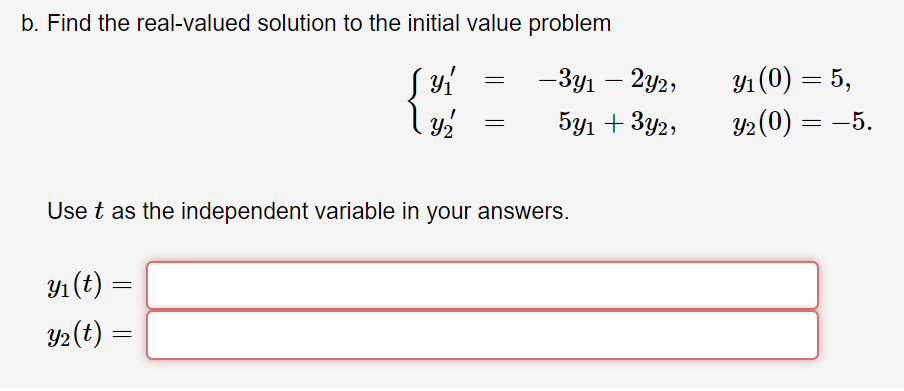 Solved b. Find the real-valued solution to the initial value | Chegg.com