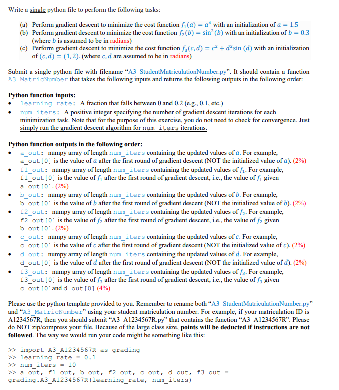 Solved = • . Write a single python file to perform the | Chegg.com