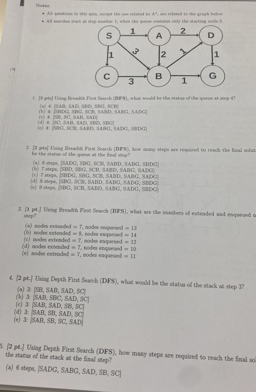 Solved Notes: - All questions in this quis, except the one | Chegg.com