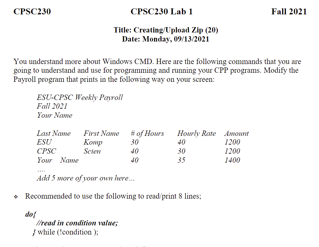 need to print the question below using a do while | Chegg.com