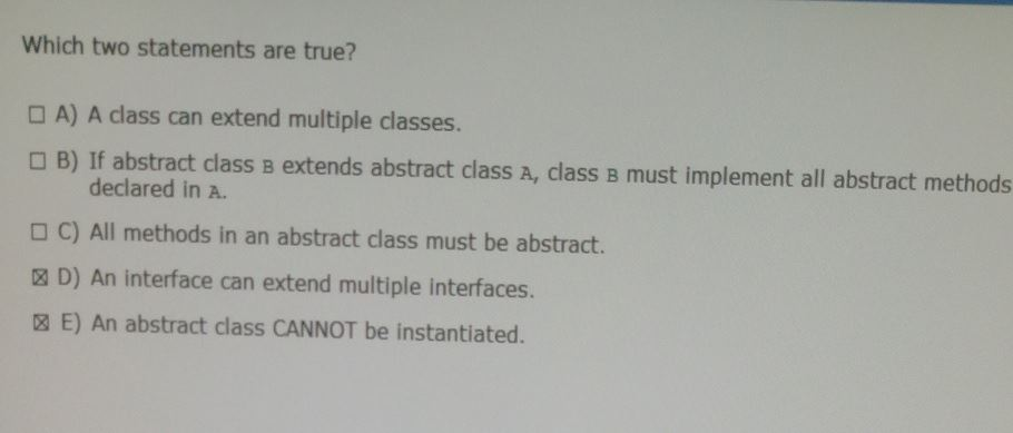 Solved Which two statements are true? A) A class can | Chegg.com