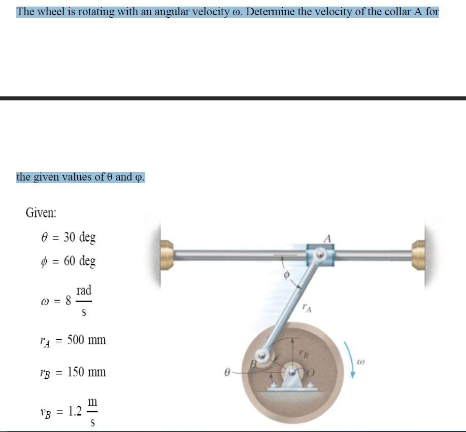 Solved The wheel is rotating with an angular velocity o. | Chegg.com