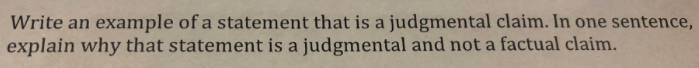 Solved Write an example of a statement that is a judgmental | Chegg.com