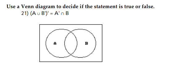 Solved Use a Venn diagram to decide if the statement is true | Chegg.com