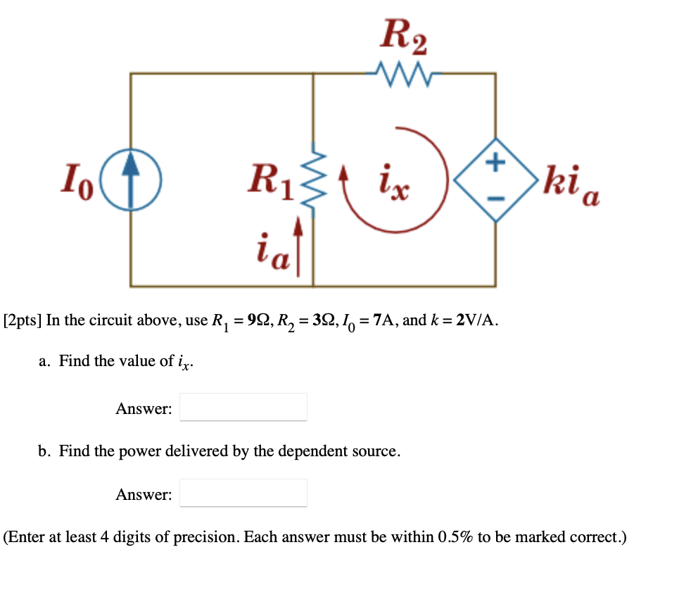 Solved In the circuit above, use R1 = 9Ω, R2 = 3Ω, I0 = 7A, | Chegg.com