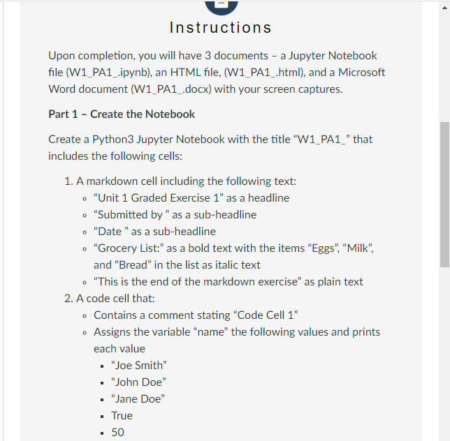 Solved Word document (W1_PA1_.docx) with your screen | Chegg.com
