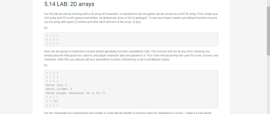Solved 5.14 LAB: 2D arrays For this lab we will be working | Chegg.com
