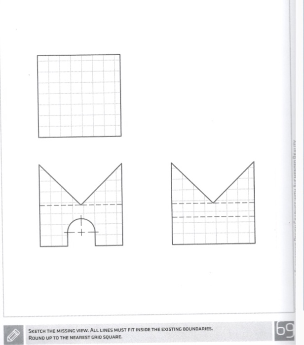 Solved SKETCH THE MISSING VIEW. ALL LINES MUST FIT INSIDE | Chegg.com