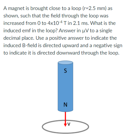 Solved A magnet is brought close to a loop (r=2.5 mm) as | Chegg.com