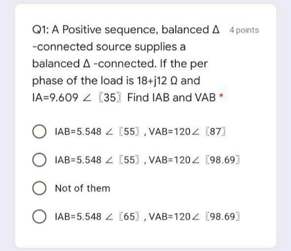 Solved Q1: A Positive sequence, balanced A 4 points | Chegg.com