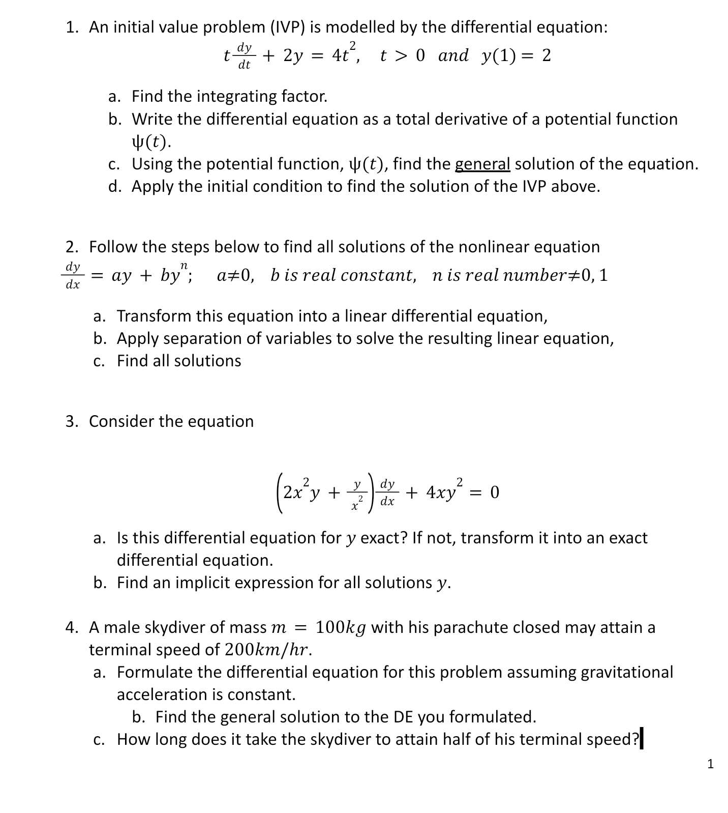 Solved An initial value problem (IVP) ﻿is modelled by the | Chegg.com
