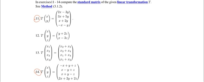 Solved In exercises1 1 14 compute the standard matrix of the | Chegg.com