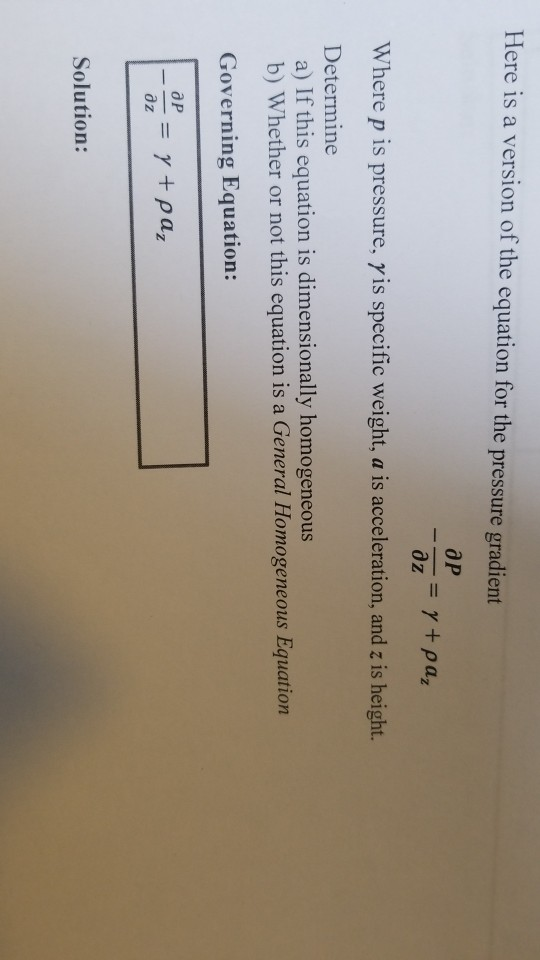 Solved Here is a version of the equation for the pressure | Chegg.com