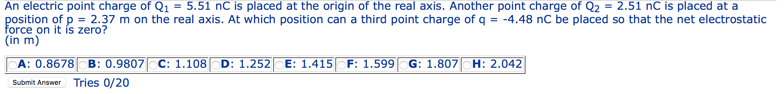 Solved An electric point charge of Q1 = 5.51 nC is placed at | Chegg.com