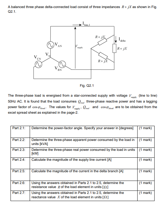 Solved A balanced three phase delta-connected load consist | Chegg.com