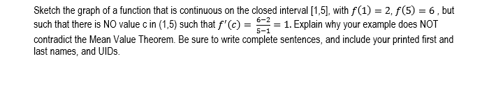 Solved Sketch the graph of a function that is continuous on | Chegg.com