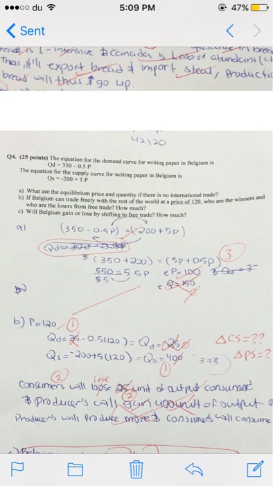 Solved The equation for the demand curve for writing paper | Chegg.com