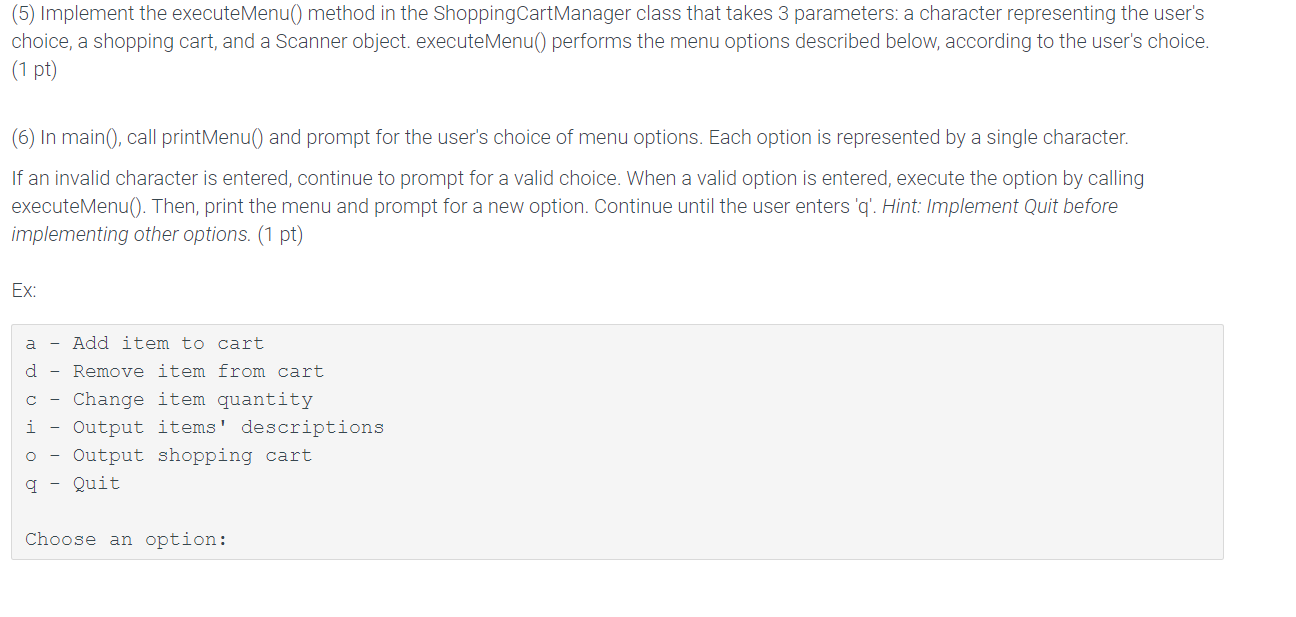 Solved (1) Extend the ItemToPurchase class per the | Chegg.com