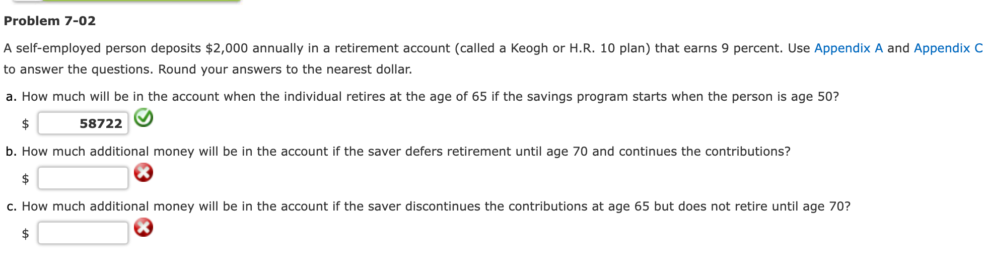 Solved #1. A self-employed person deposits $2,000 annually | Chegg.com