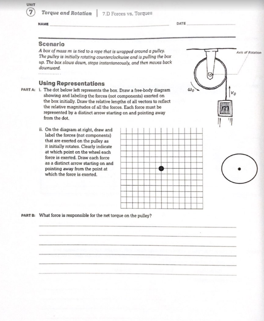 Solved UNIT 7 Torque and Rotation 2.D Forces vs. Torques | Chegg.com