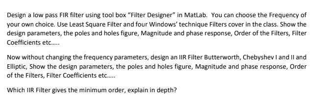 Solved Design a low pass FIR filter using tool box "Filter | Chegg.com