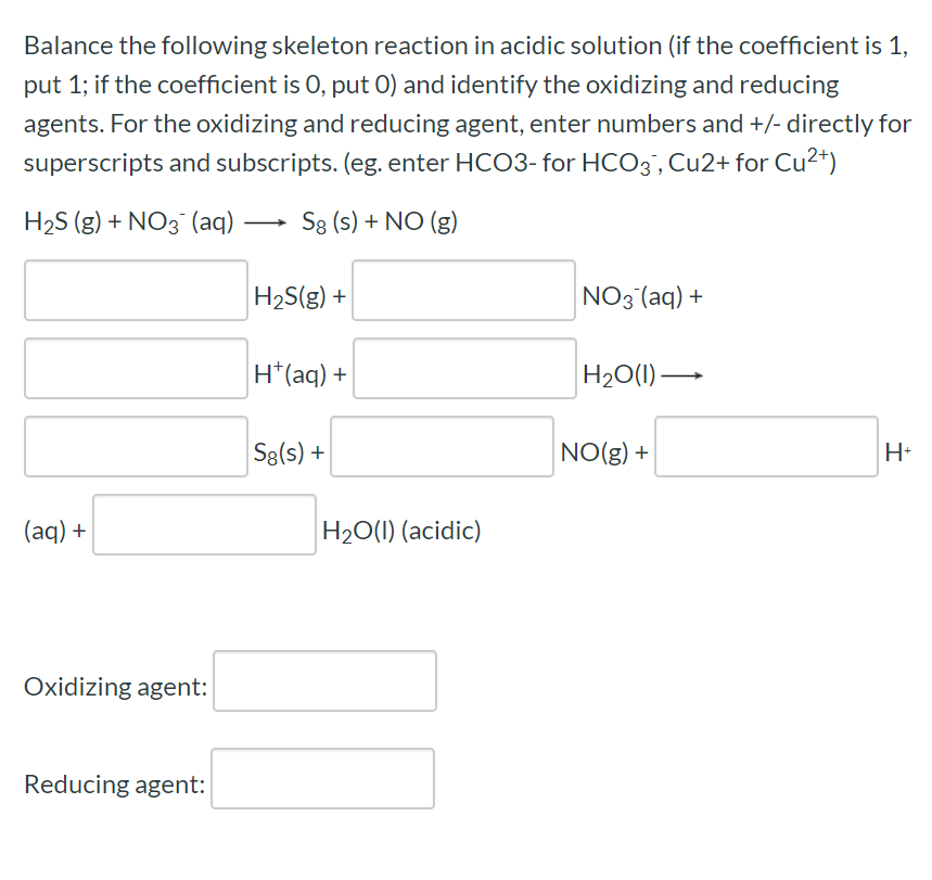 Solved Balance the following skeleton reaction in acidic | Chegg.com