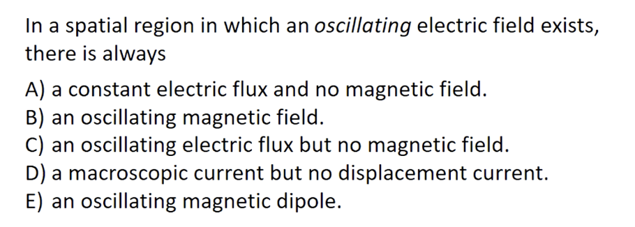 Solved In a spatial region in which an oscillating electric | Chegg.com