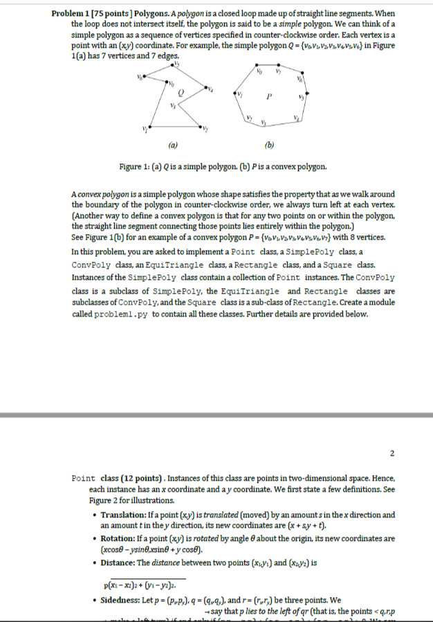 Solved Problem 1 [75 points ] Polygons. A polygon is a | Chegg.com