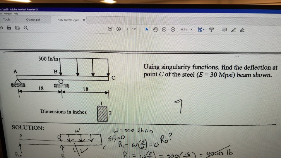 Solved Using Singularity Functions Fond The Deflection At