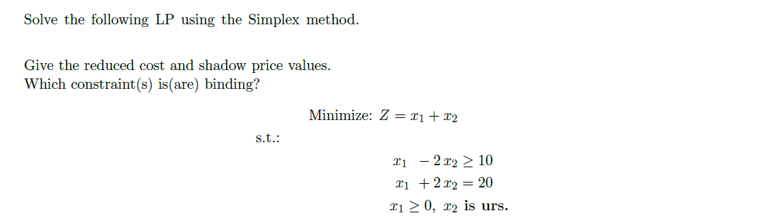 Solved Solve the following LP using the Simplex method. Give | Chegg.com